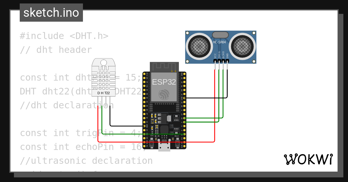 Ultrasonic And Dht Sensor Wokwi Esp32 Stm32 Arduino Simulator 7134