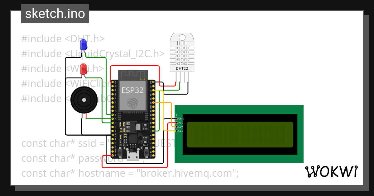 IOT Temperature & Humidity Fire Alarm System Copy - Wokwi ESP32, STM32, Arduino Simulator