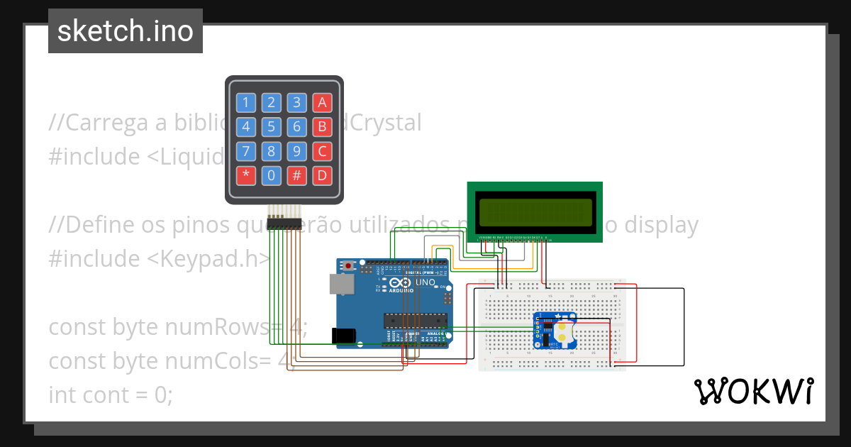 Display LCD data e hora - Wokwi ESP32, STM32, Arduino Simulator
