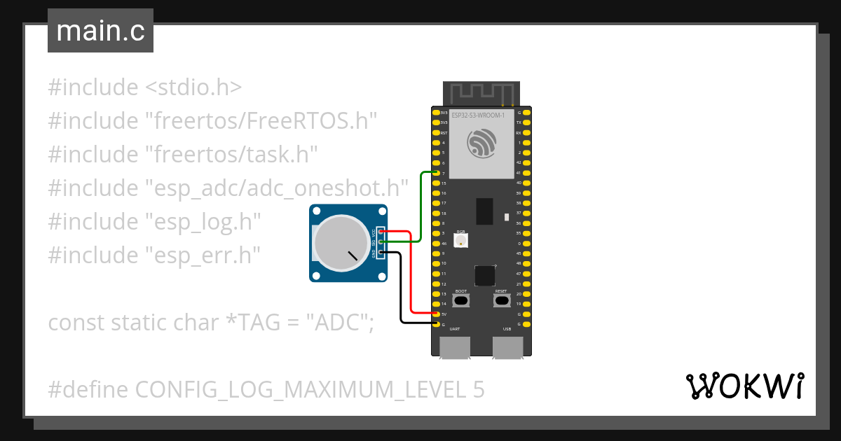 ESP-IDF ADC One Shot - Wokwi ESP32, STM32, Arduino Simulator