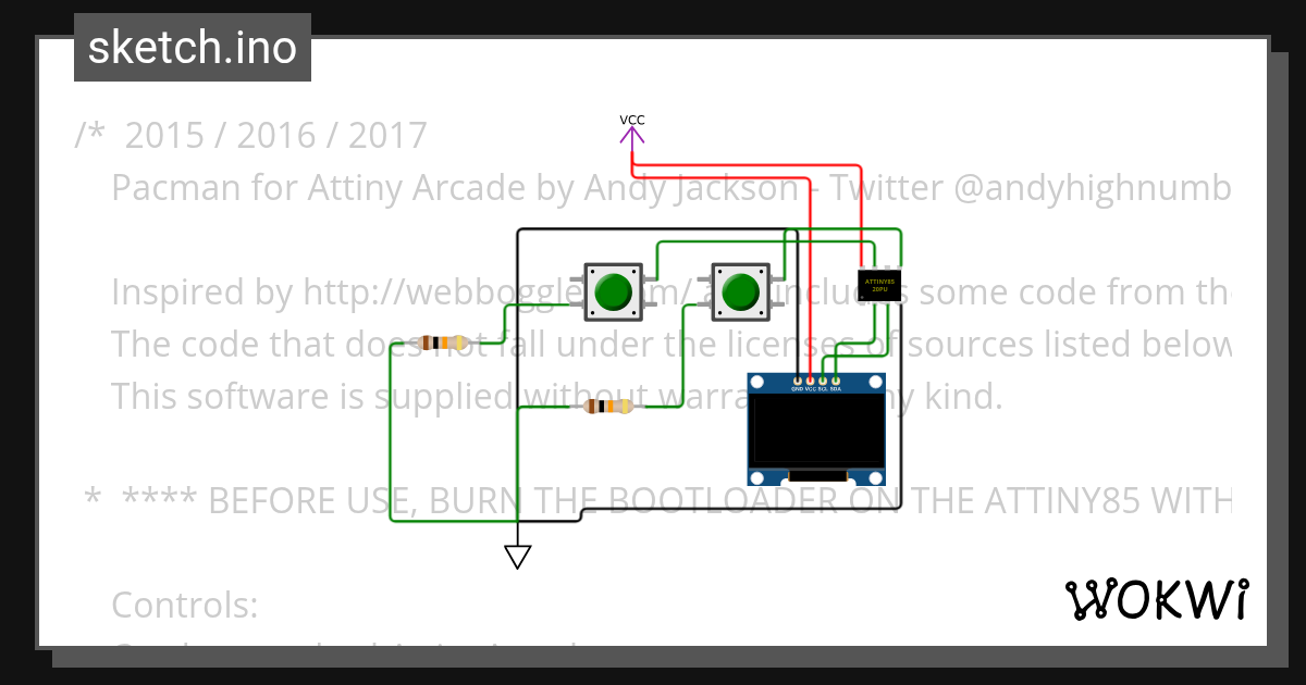 attiny Pacman - Wokwi ESP32, STM32, Arduino Simulator