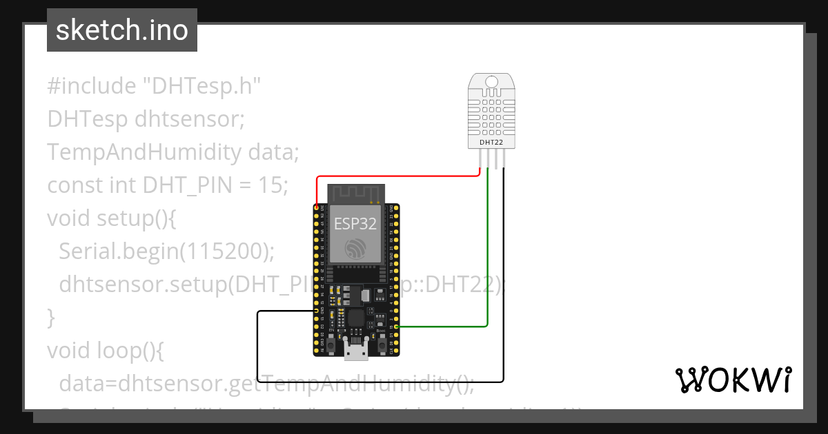 Temperature and humidity Project 4 - Wokwi ESP32, STM32, Arduino Simulator