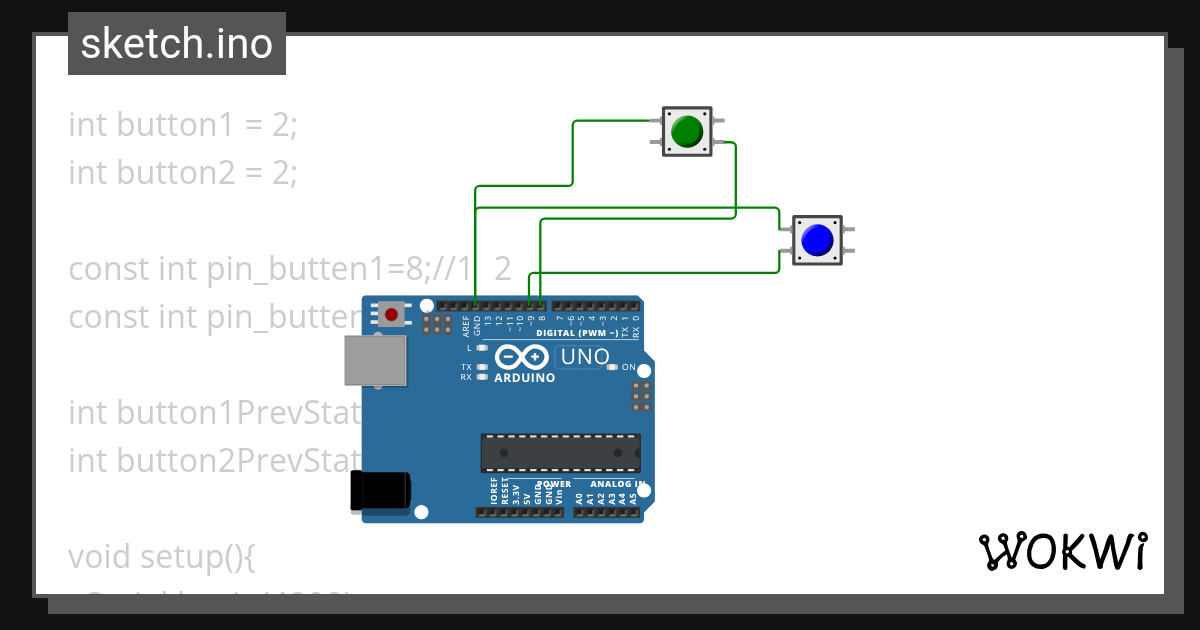 使用两个开关控制led亮度 Wokwi Esp32 Stm32 Arduino Simulator