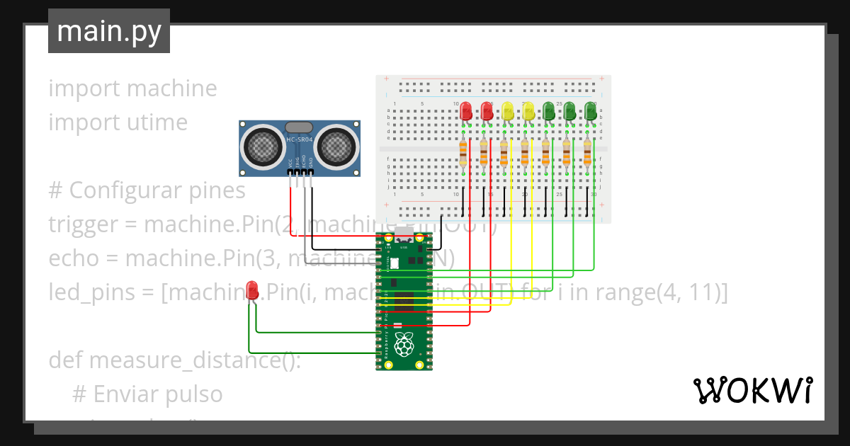 Sensor de proximidad - Wokwi ESP32, STM32, Arduino Simulator