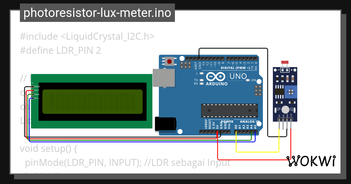 Alat Pendeteksi Kegelapan Ruang - Wokwi ESP32, STM32, Arduino Simulator