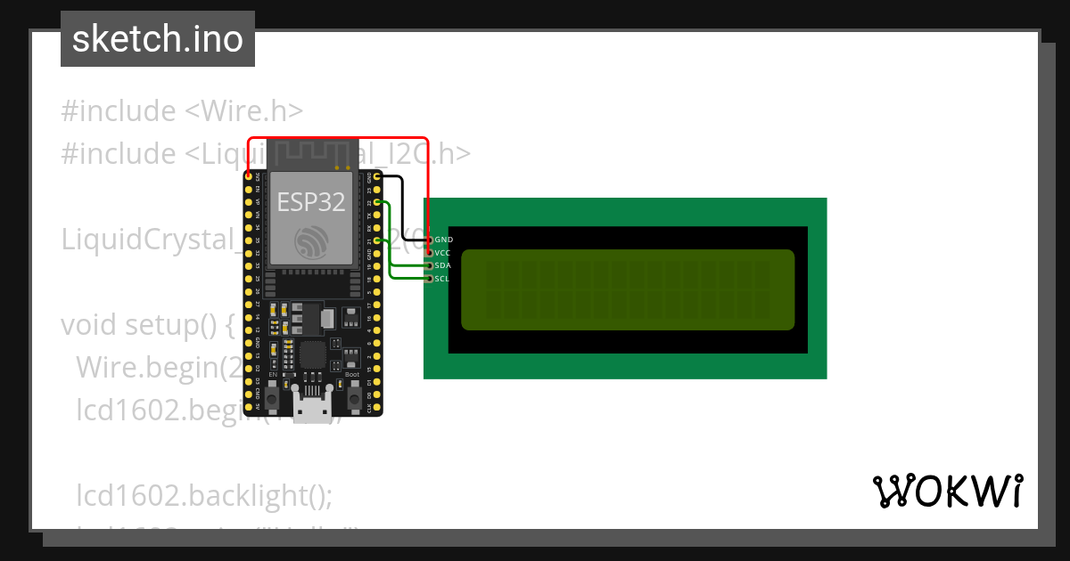 lcdi2c - Wokwi ESP32, STM32, Arduino Simulator
