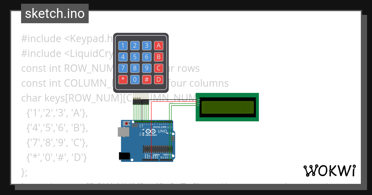 Keypad and LCD_I2C - Wokwi ESP32, STM32, Arduino Simulator