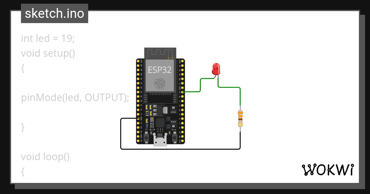 led blink - Wokwi ESP32, STM32, Arduino Simulator