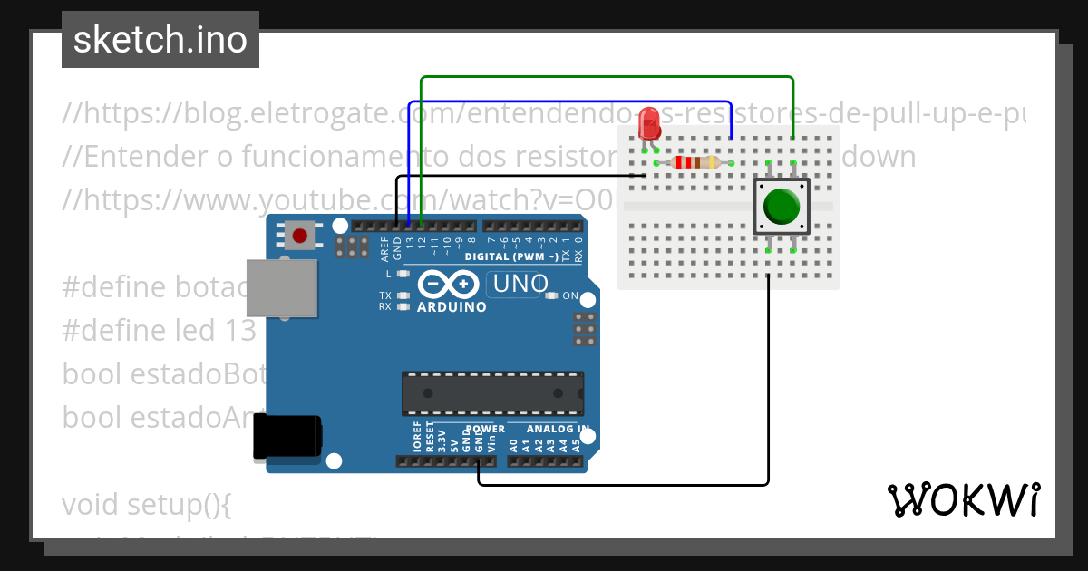 Led Com Botão Pullup Interno Wokwi Esp32 Stm32 Arduino Simulator 2670