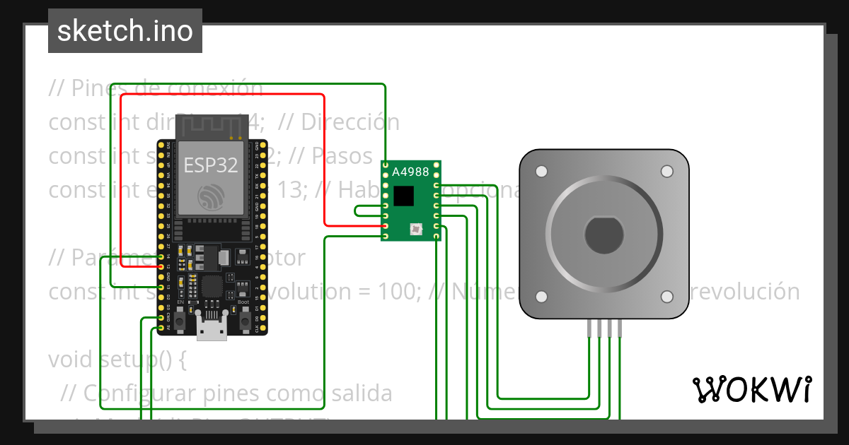 Controlling a stepper motor with an ESP32 - Wokwi ESP32, STM32, Arduino Simulator