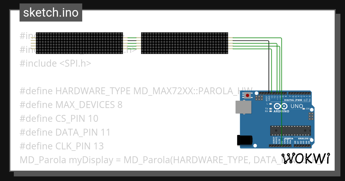 Project Running Text Justin 2 - Wokwi ESP32, STM32, Arduino Simulator