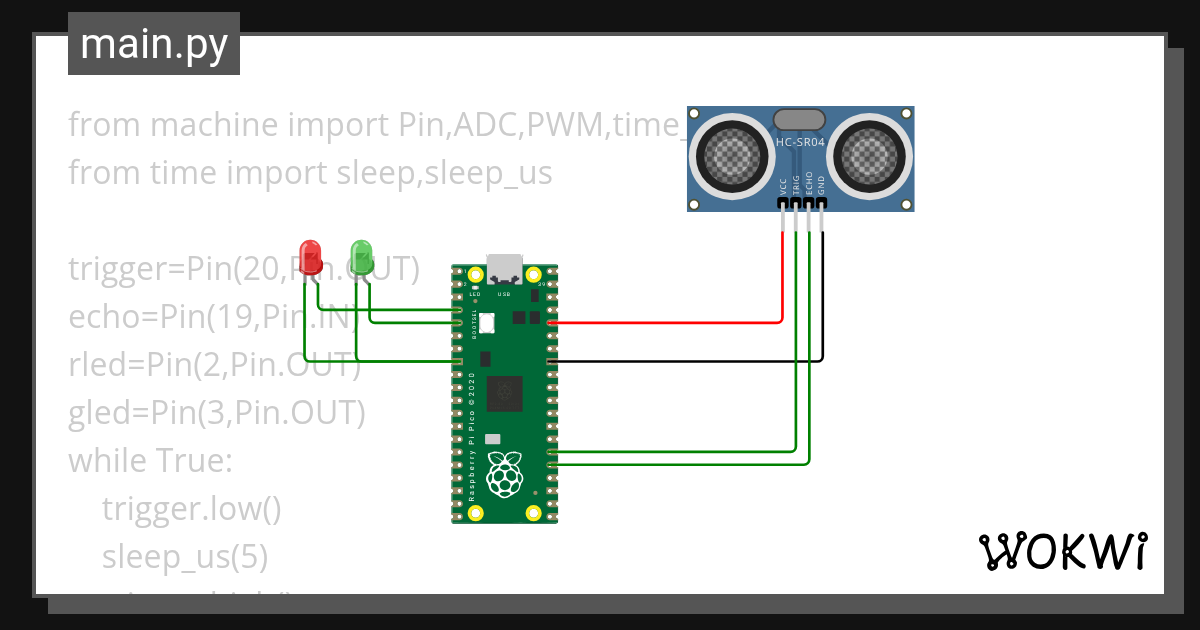 ultra sonic sensor distance - Wokwi ESP32, STM32, Arduino Simulator