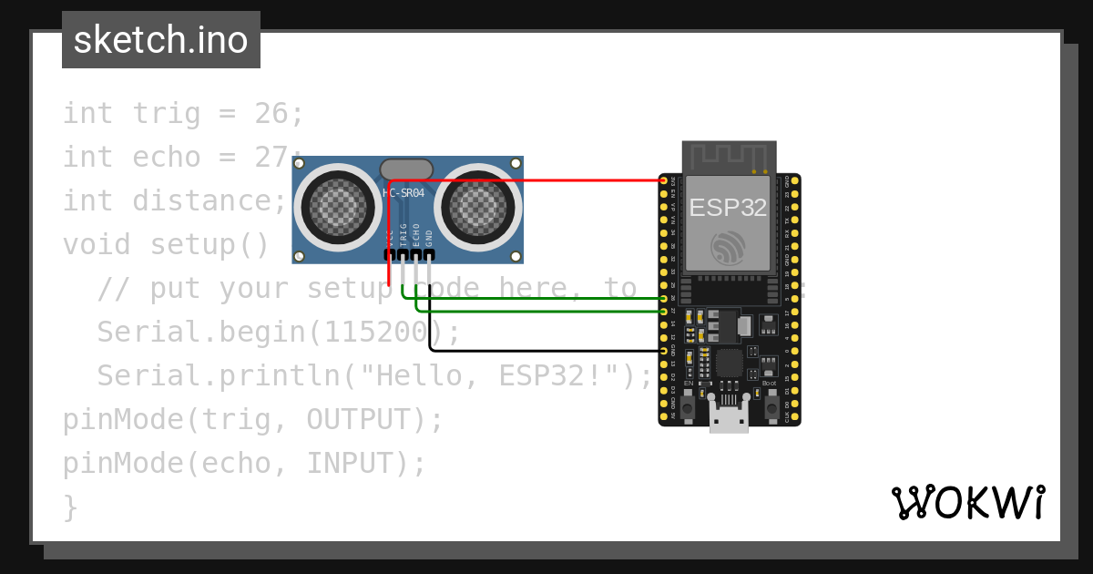 Ultrasonic Only Wokwi Esp32 Stm32 Arduino Simulator