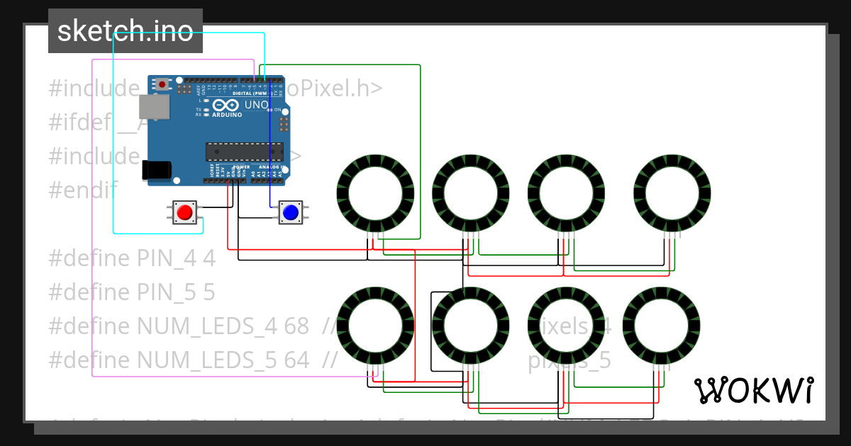 ladder Neopixel flasher Copy - Wokwi ESP32, STM32, Arduino Simulator