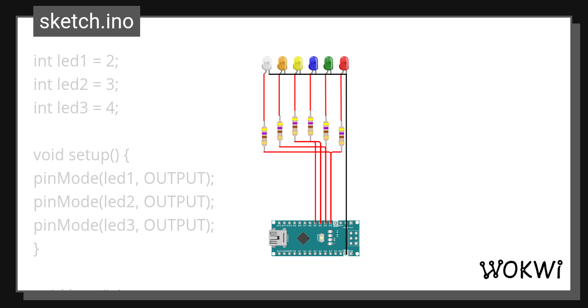 Running LED (3), Memantul - Wokwi ESP32, STM32, Arduino Simulator