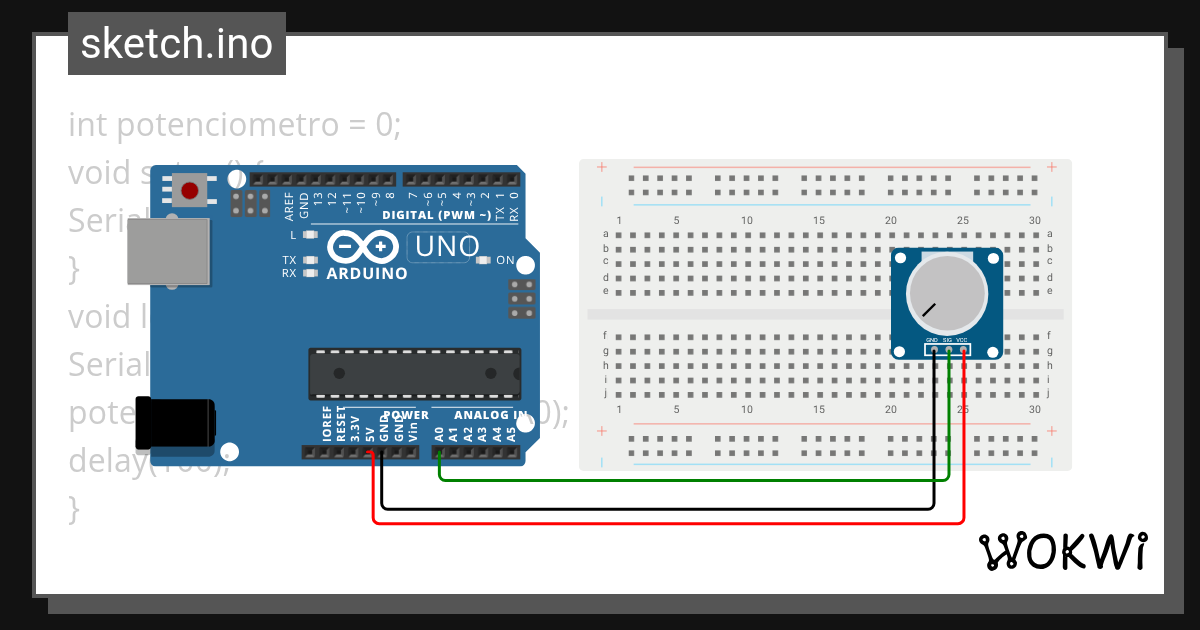 Potenciômetro - Wokwi ESP32, STM32, Arduino Simulator