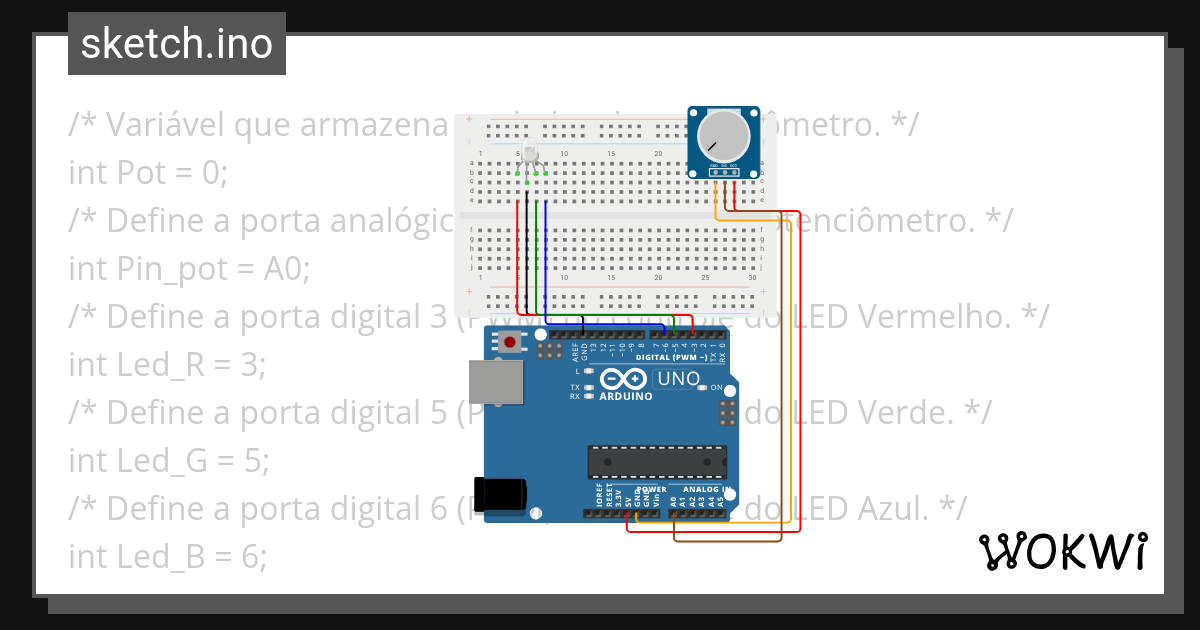Arco íris_LED RGB - Wokwi ESP32, STM32, Arduino Simulator