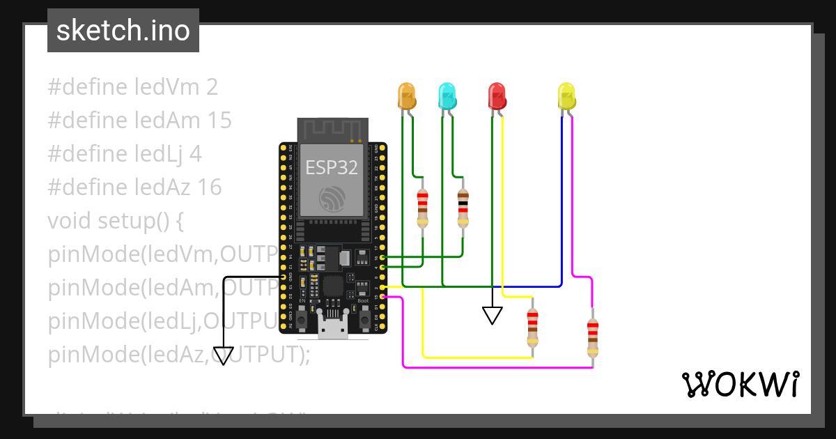 Projeto ESP32 pisca pisca - Wokwi ESP32, STM32, Arduino Simulator