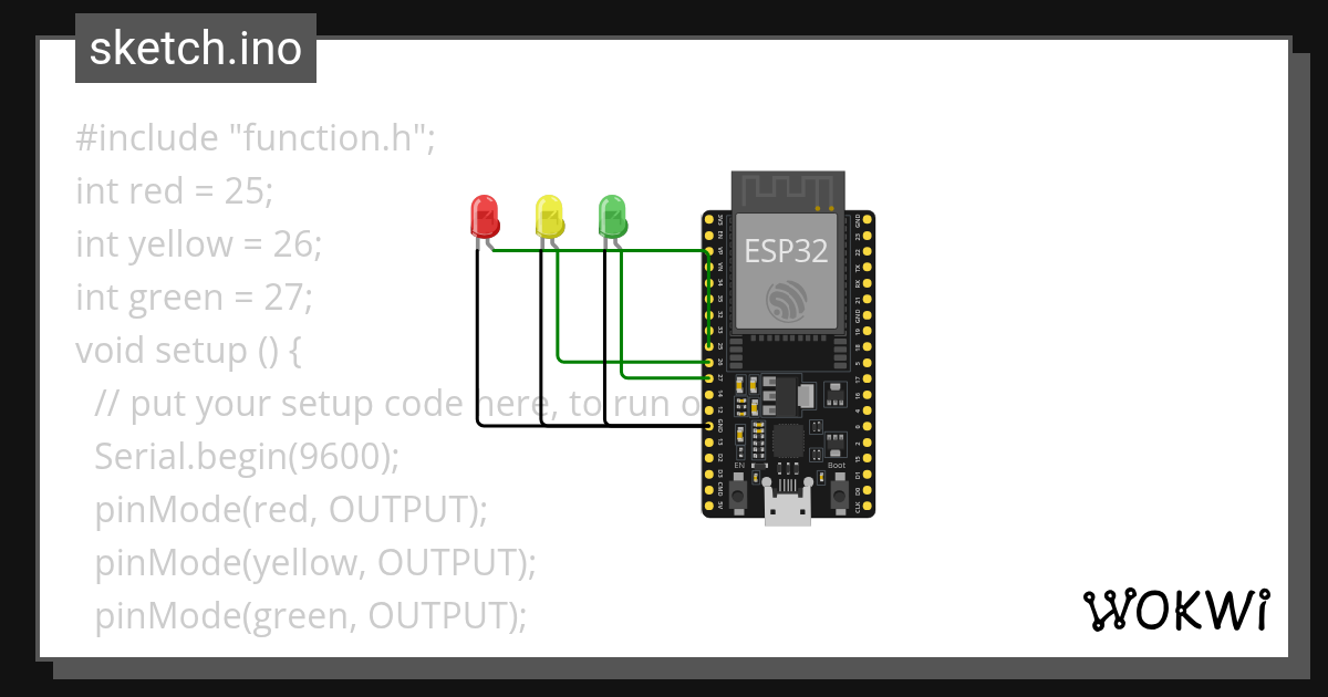 traffic light_project - Wokwi ESP32, STM32, Arduino Simulator