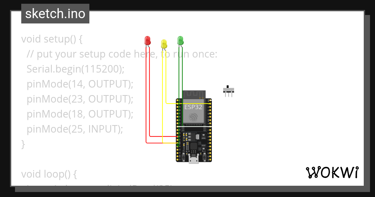 Traffic Light With Switch Wokwi Esp32 Stm32 Arduino Simulator 