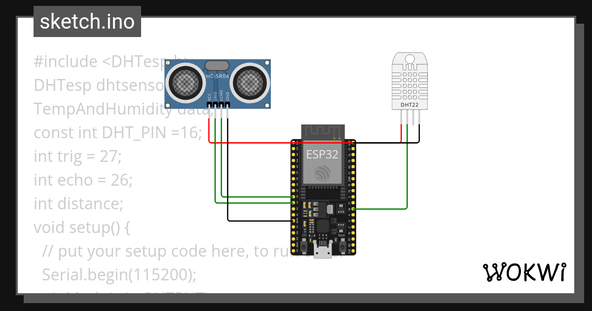 ultrasonic and dht22 sensor integrated - Wokwi ESP32, STM32, Arduino ... ultrasonic and dht22 sensor integrated - Wokwi ESP32, STM32, Arduino ...