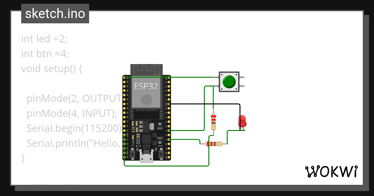 led light with esp32 - Wokwi ESP32, STM32, Arduino Simulator