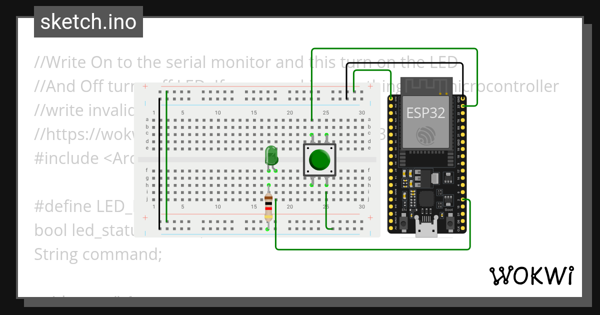 Exercise: Led-control by serial port Copy (3) - Wokwi ESP32, STM32, Arduino Simulator