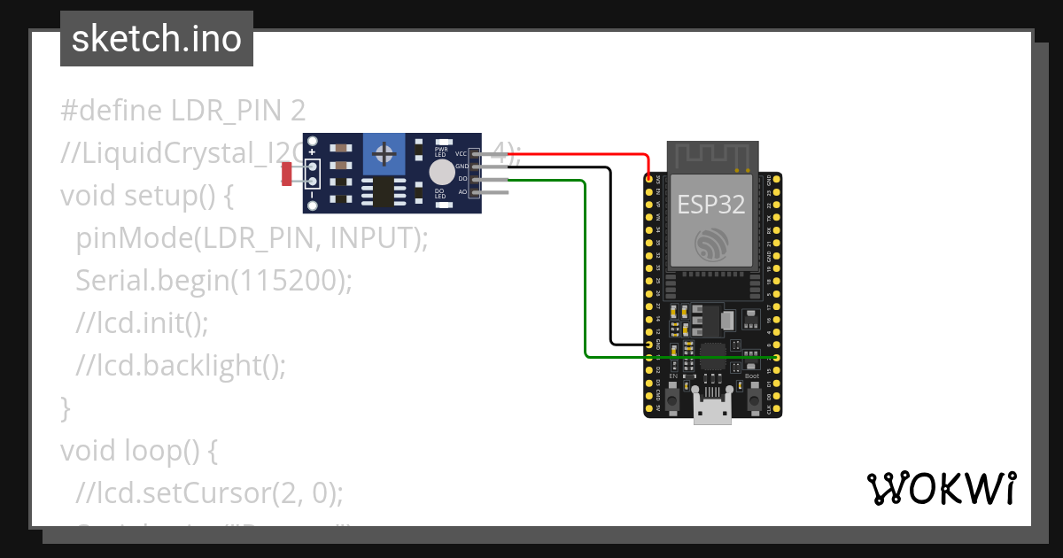 ldr pin - Wokwi ESP32, STM32, Arduino Simulator