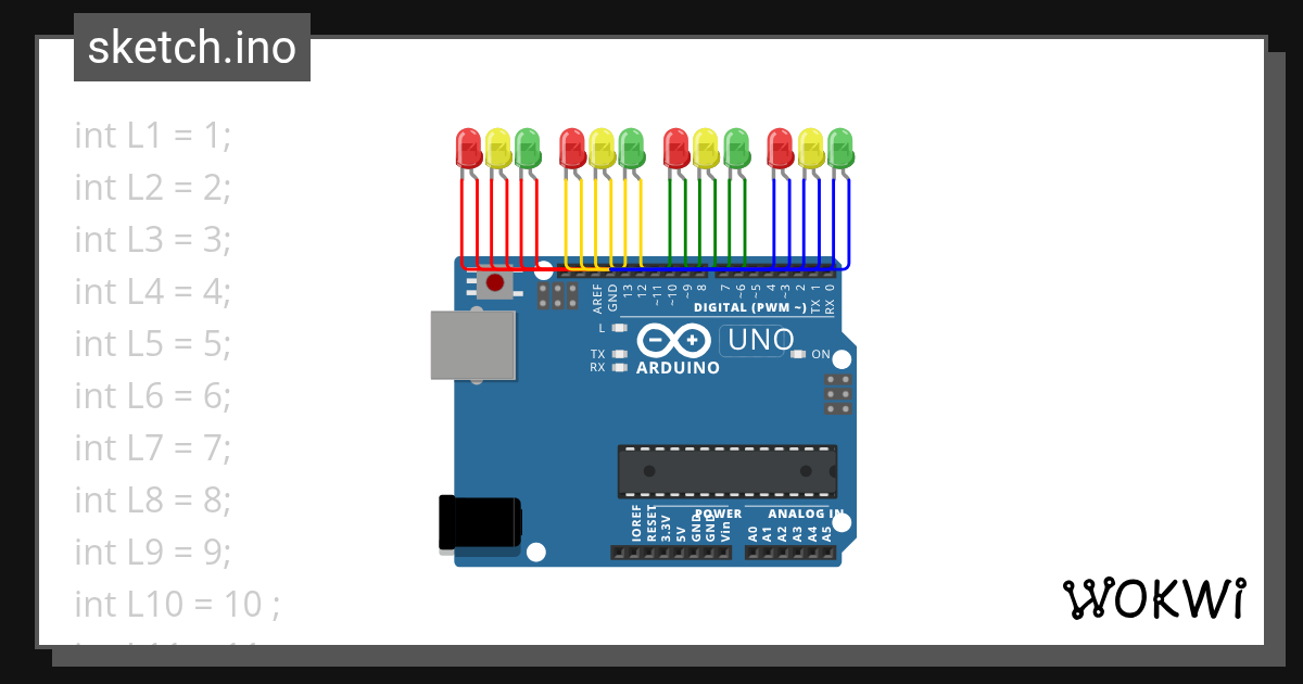 Lampu lalu lintas - Wokwi ESP32, STM32, Arduino Simulator