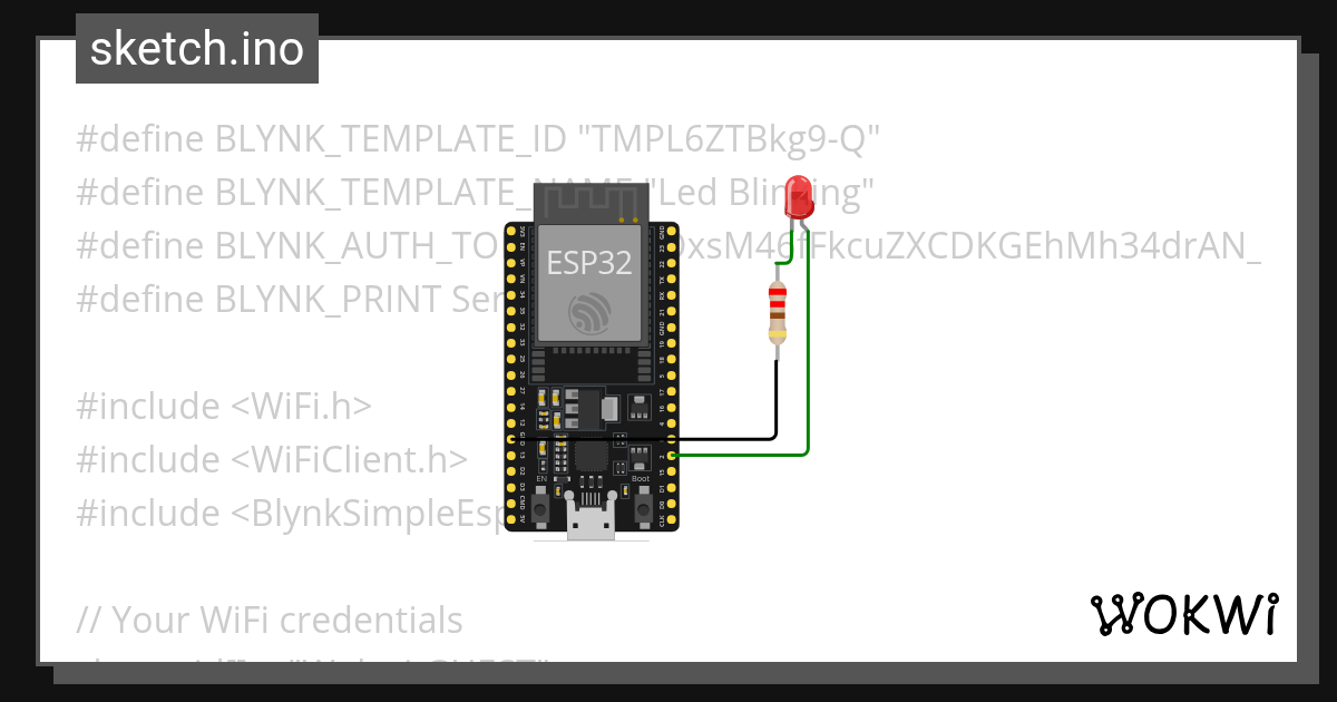 ESP 32 Led On/Off - Wokwi ESP32, STM32, Arduino Simulator