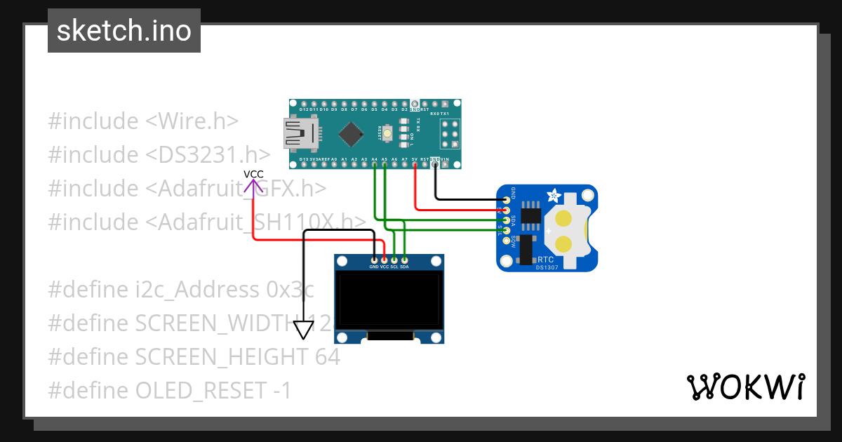 RTC_OLED - Wokwi ESP32, STM32, Arduino Simulator