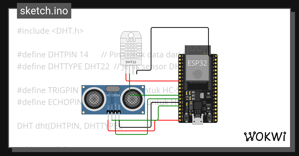 sistem pemantauan sederhana - Wokwi ESP32, STM32, Arduino Simulator