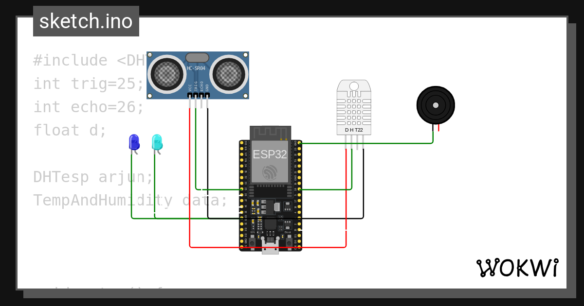 Ultrasonic Sensor And Dht22 Sensor Wokwi Esp32 Stm32 Arduino Simulator 9758