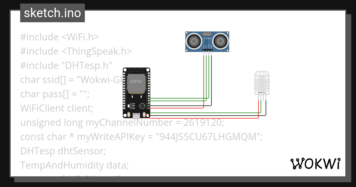 ultrasonic ,distance - Wokwi ESP32, STM32, Arduino Simulator