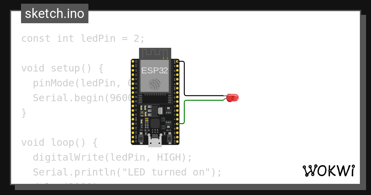 Day1single Led Wokwi Esp32 Stm32 Arduino Simulator 6008