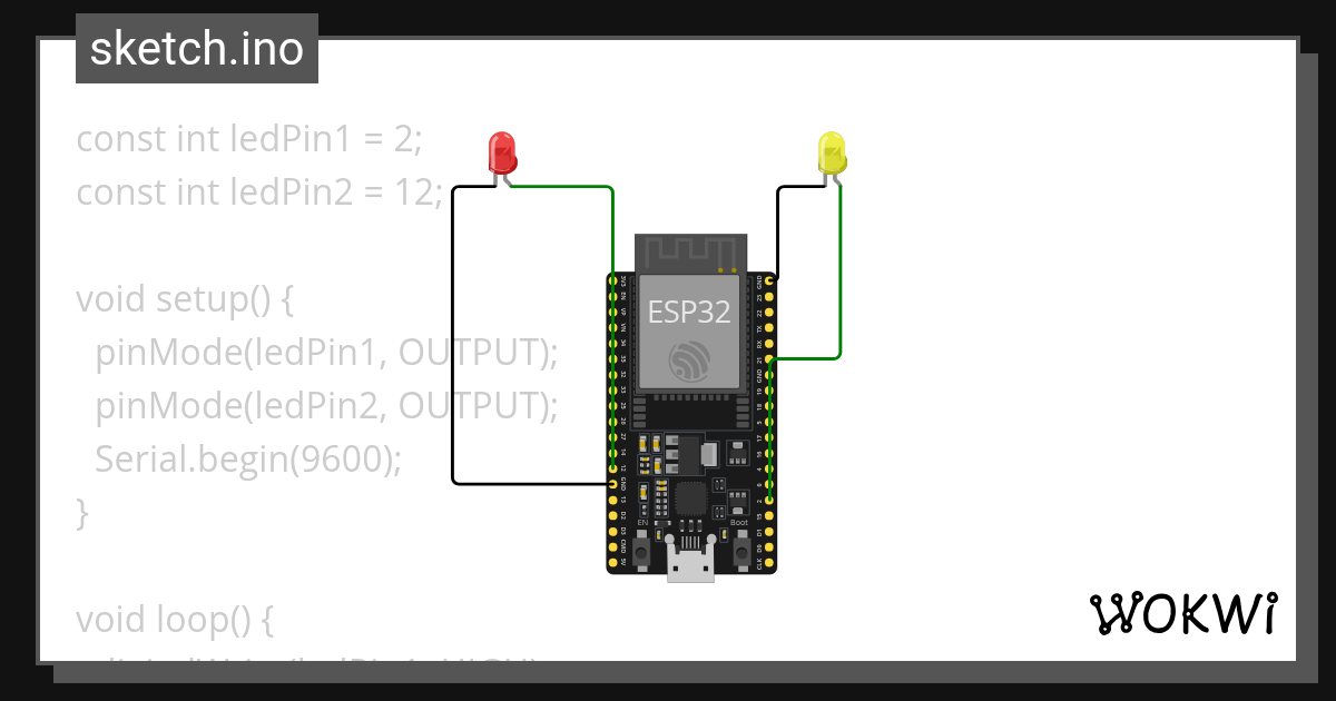 SD Double LED - Wokwi ESP32, STM32, Arduino Simulator