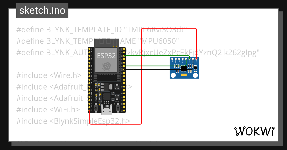 mpu6050 with blynk - Wokwi ESP32, STM32, Arduino Simulator