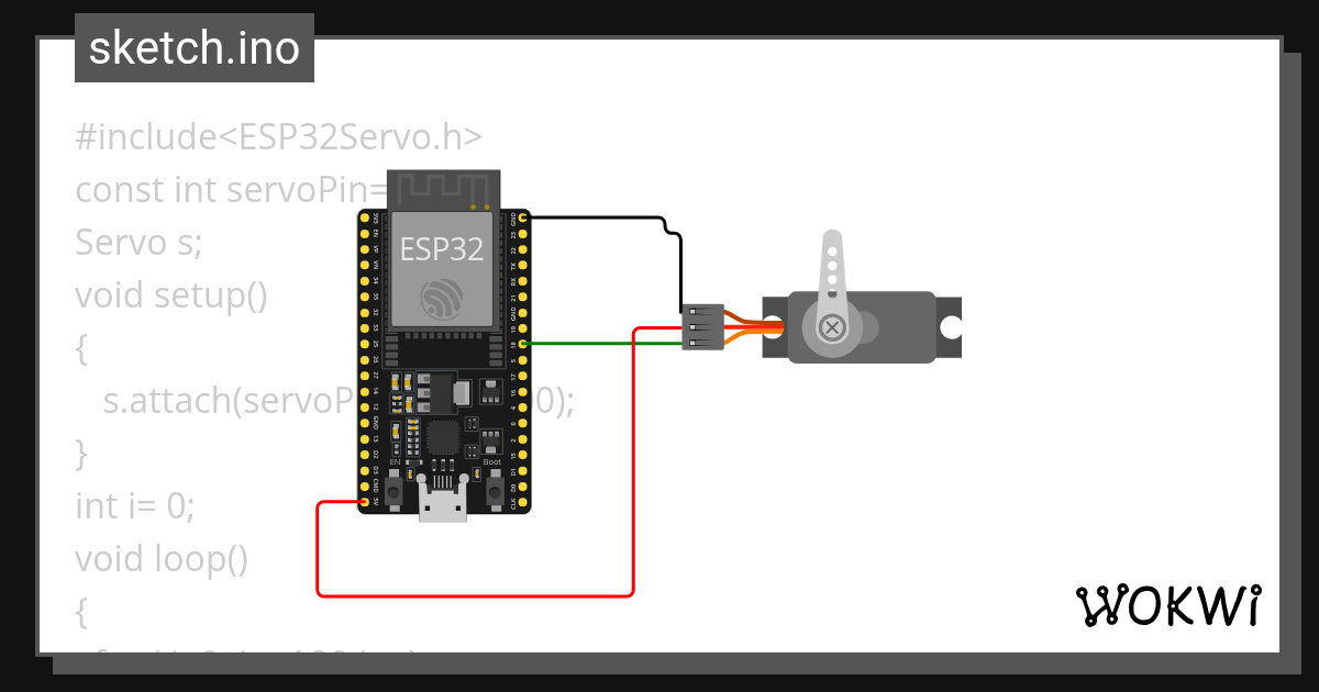Servomotor Using Esp32 Wokwi Esp32 Stm32 Arduino Simulator 