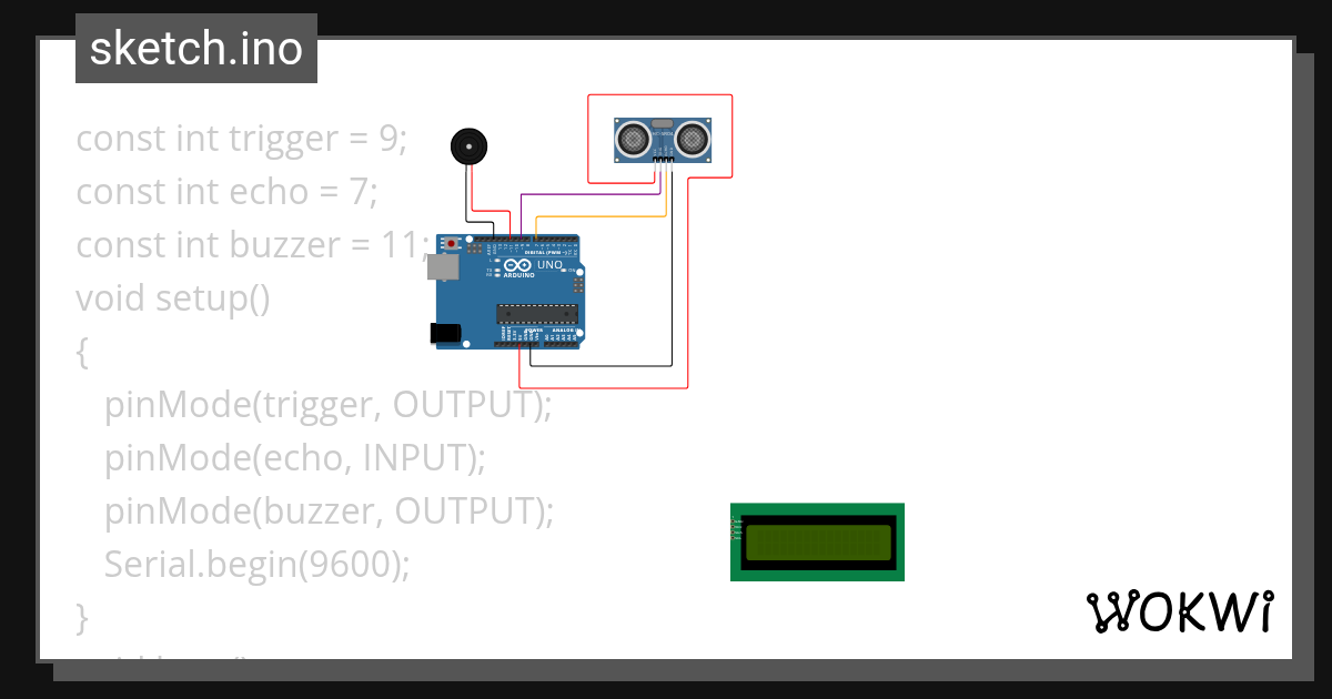 PROGRAM FOR ULTRASONIC SENSOR WITH LCD DISPLAY Copy - Wokwi ESP32 ...