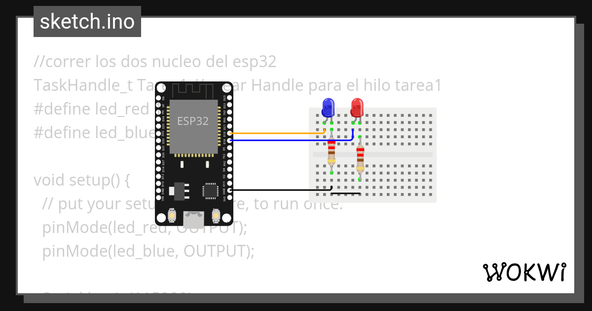 trabajando con los dos nucleos del esp32 Copy - Wokwi ESP32, STM32, Arduino Simulator