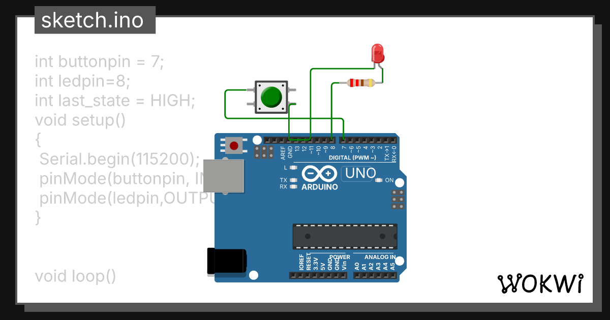 week 3 program switch controlling LED - Wokwi ESP32, STM32, Arduino ...