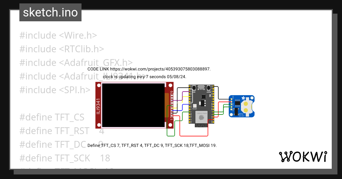 esp32 c3 rtc clock golden dial - Wokwi ESP32, STM32, Arduino Simulator