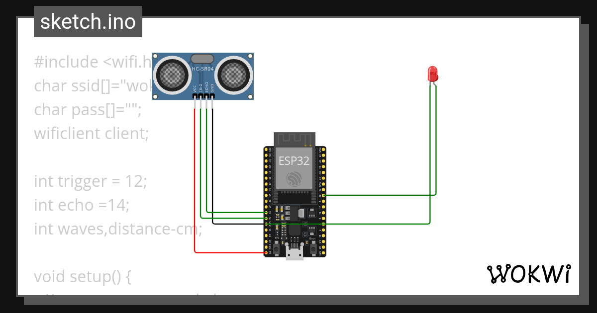 Ultra Sonic Project Wokwi Esp32 Stm32 Arduino Simulator 