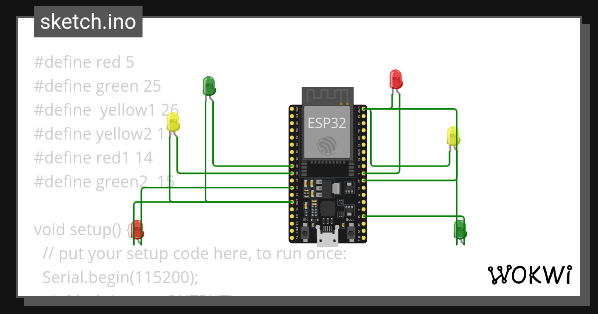 Traffic Light - Wokwi ESP32, STM32, Arduino Simulator