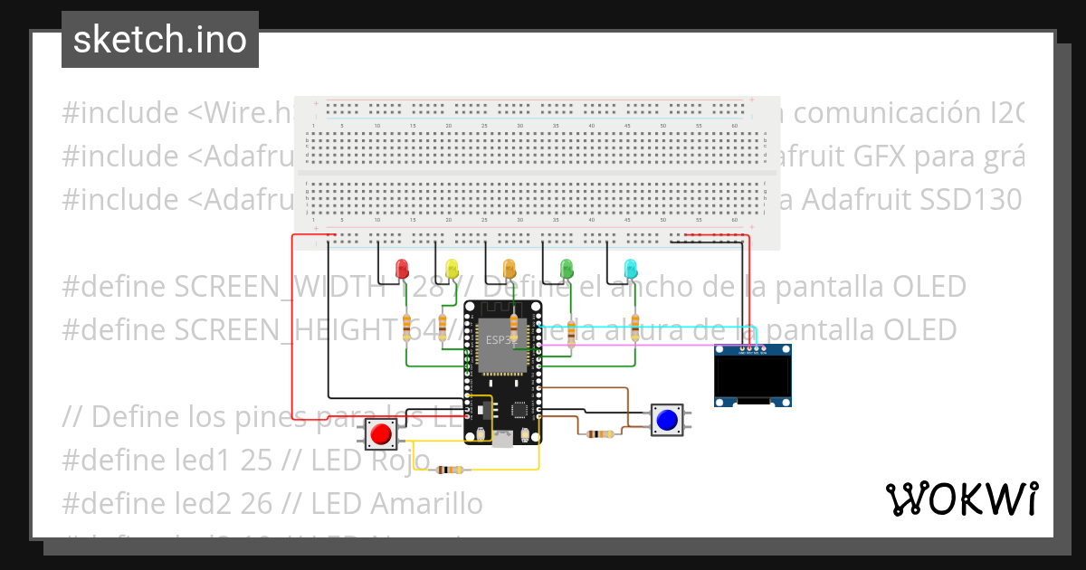 Secuencias con leds APE2.3 - Wokwi ESP32, STM32, Arduino Simulator