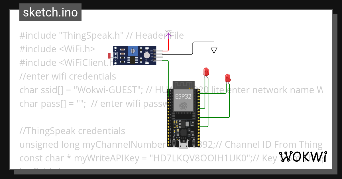send data from esp 32 to Thingspeak Copy - Wokwi ESP32, STM32, Arduino Simulator