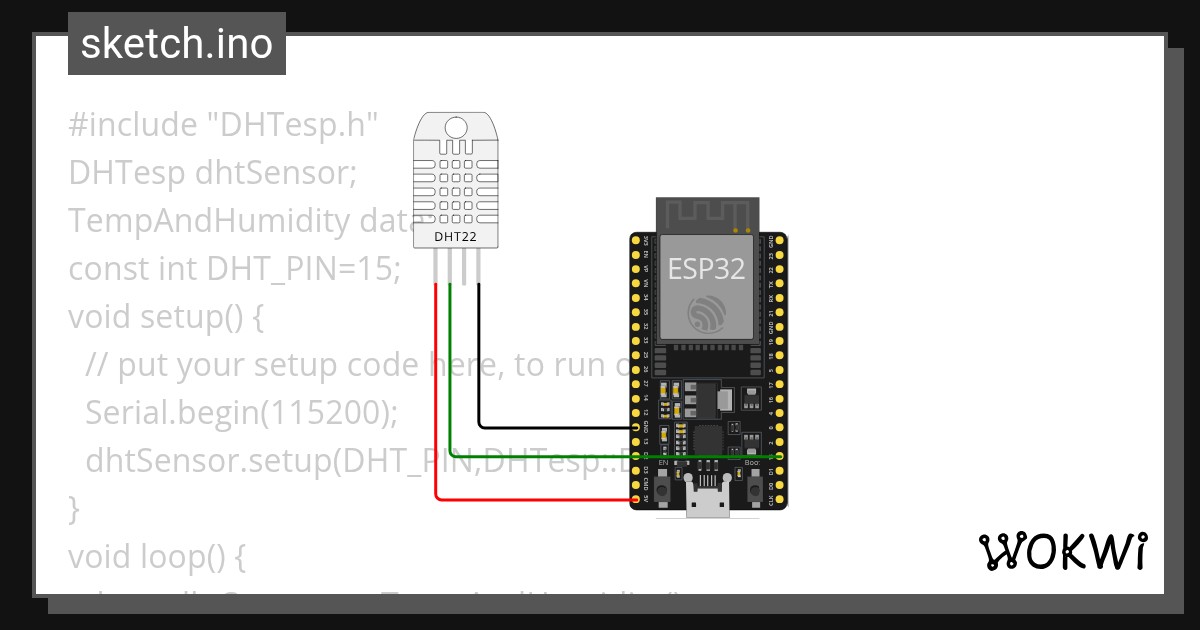 DHT sensor - Wokwi ESP32, STM32, Arduino Simulator