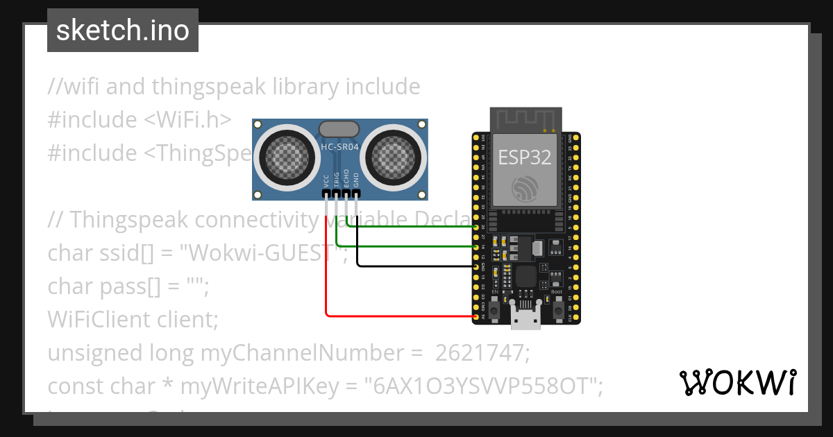 Ultrasonic distance sensor Copy - Wokwi ESP32, STM32, Arduino Simulator