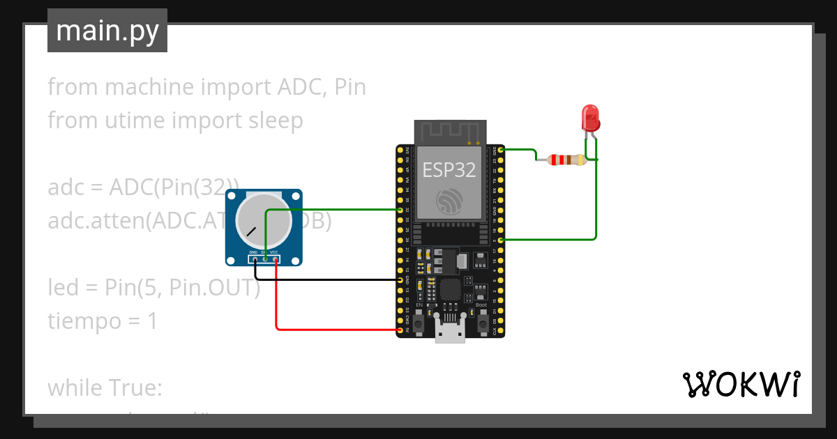 Potenciometro Wokwi Esp32 Stm32 Arduino Simulator 