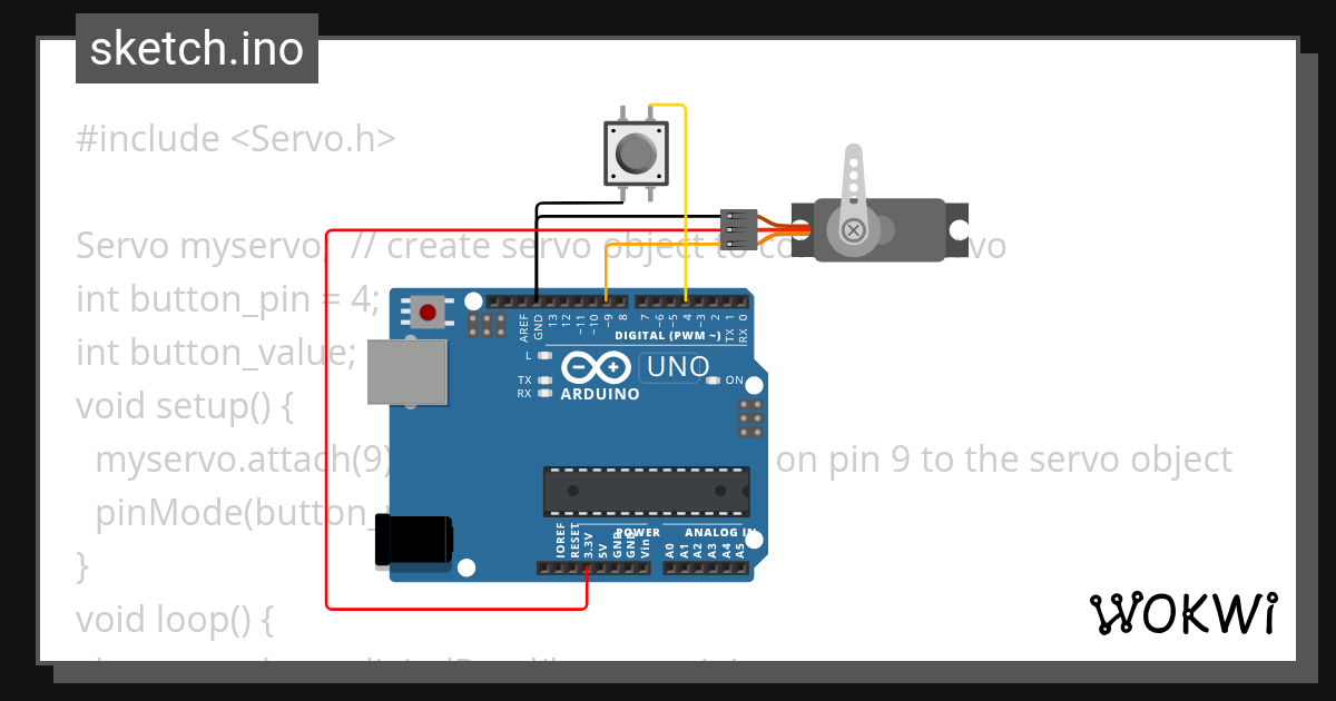 Servo Button 4 - Wokwi ESP32, STM32, Arduino Simulator